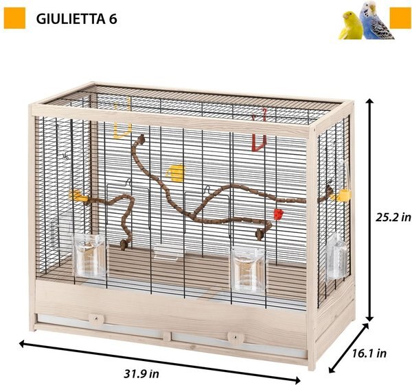 FERPLAST Giulietta 6 Wooden Canary & Finch Bird Cage - Chewy.com
