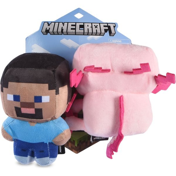 FETCH FOR PETS Minecraft Blue Axolotl & Leucistic Axolotl Figure Plush ...
