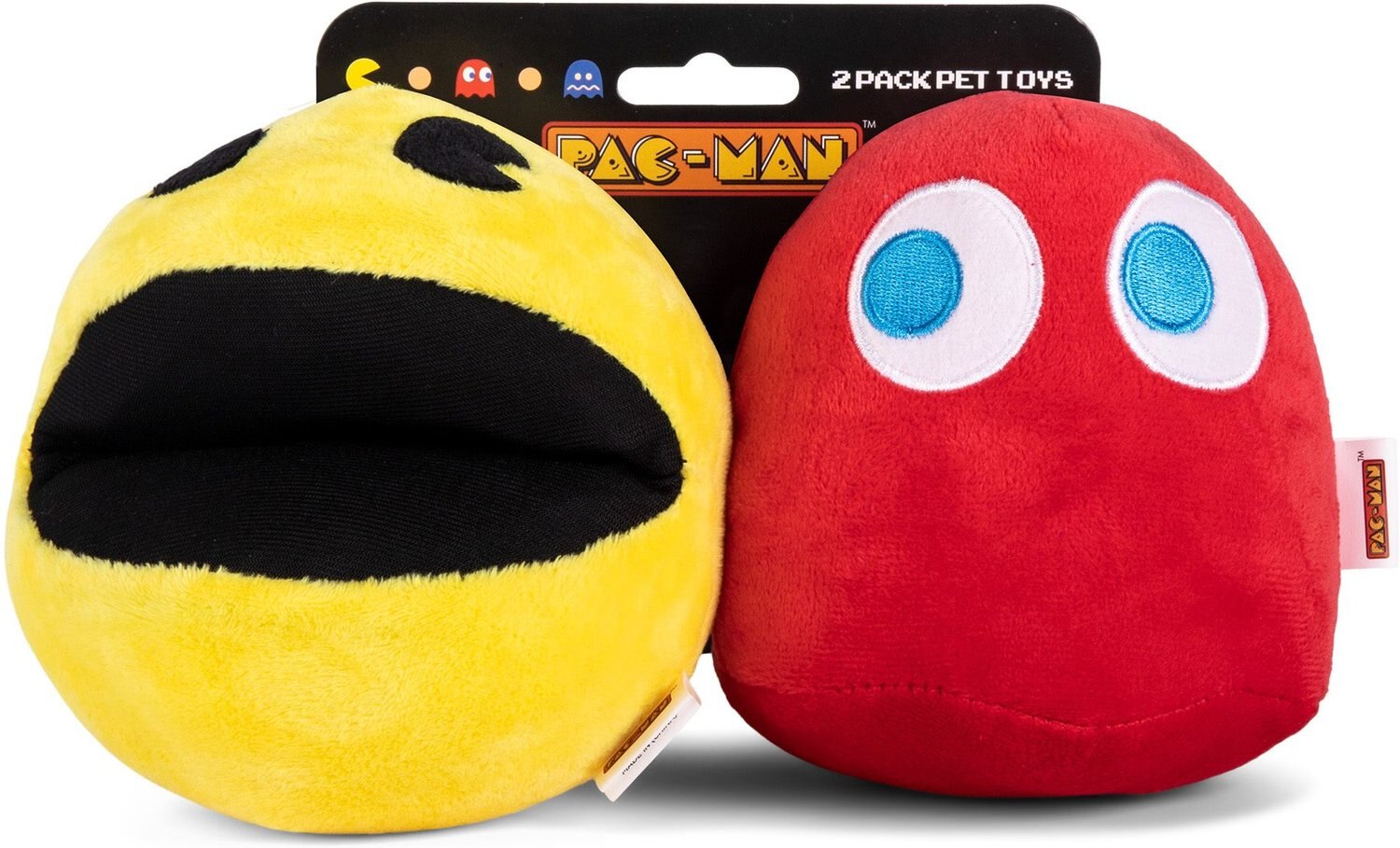 Fetch for Pets Pac-Man Pac-Man & Blinky Plush Squeaky Dog Toy, Small, 2 ...