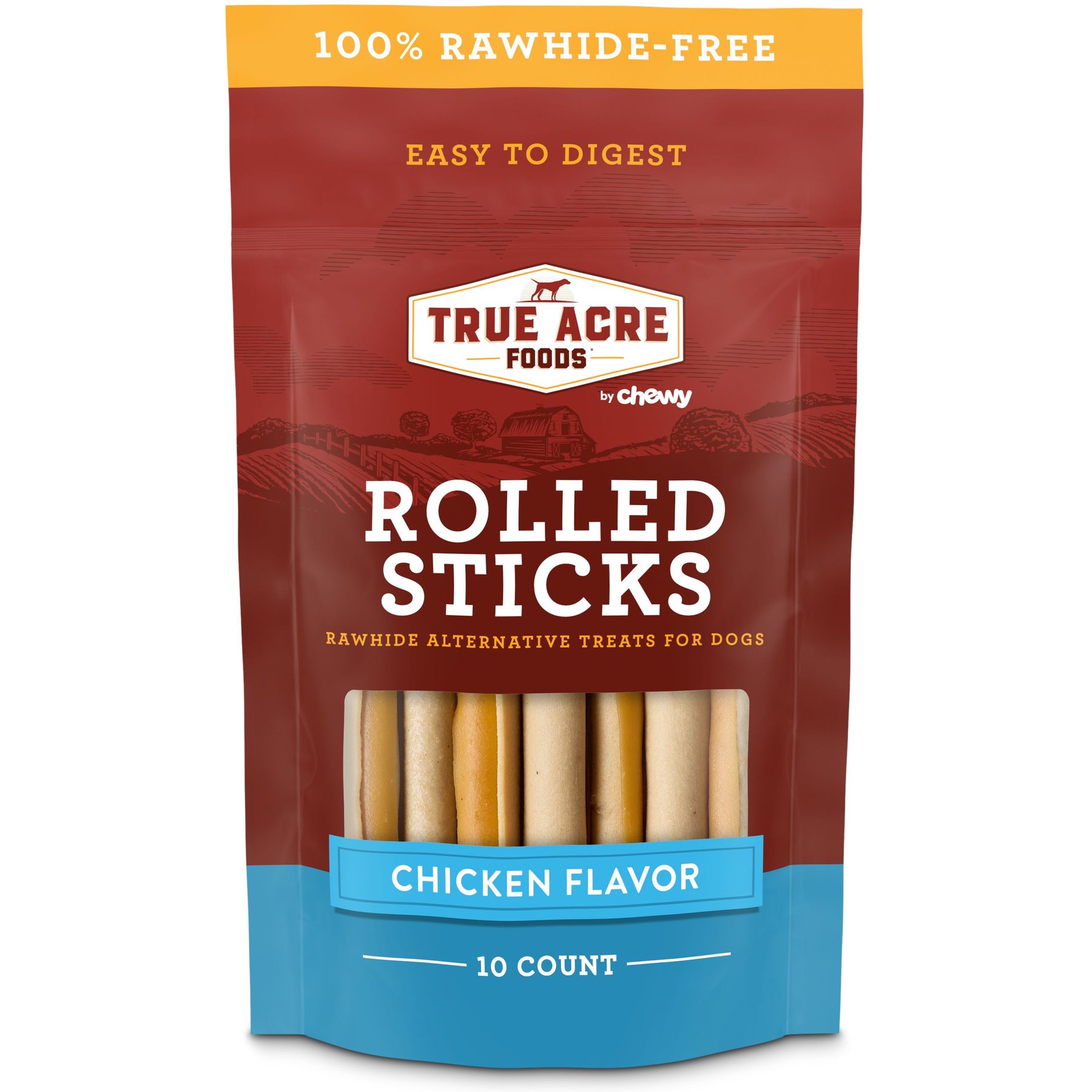 TRUE ACRE FOODS Rawhide-Free Rolled Sticks Chicken Flavor Dog Treats ...