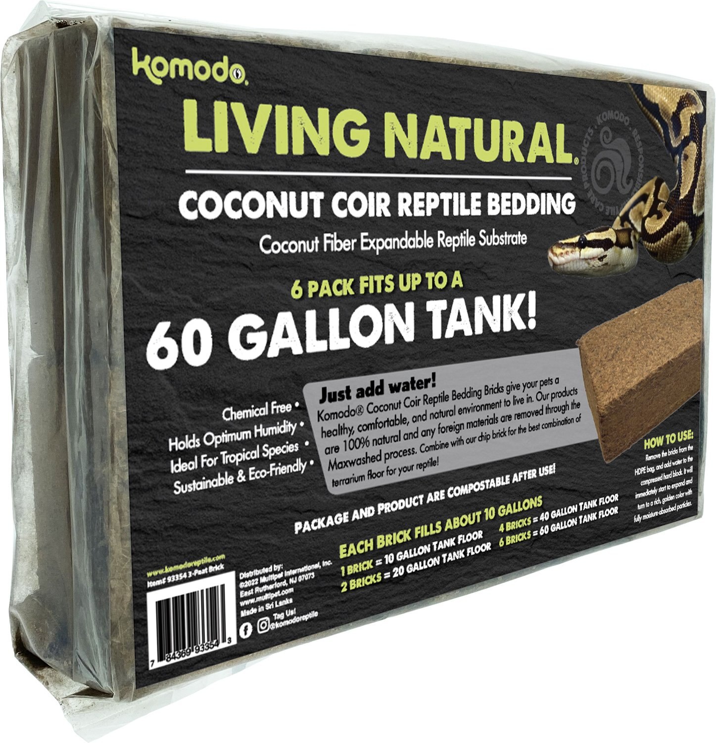 KOMODO Coir Peat Reptile Bedding, Brown, 6-gal, 6 count, - Chewy.com
