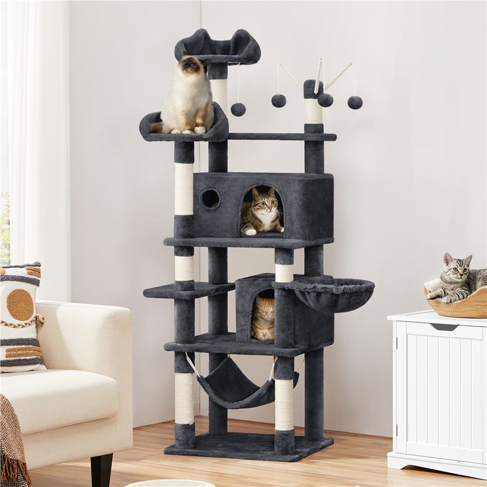 YAHEETECH Multi-Level 67-in Cat Tree, Dark Gray - Chewy.com