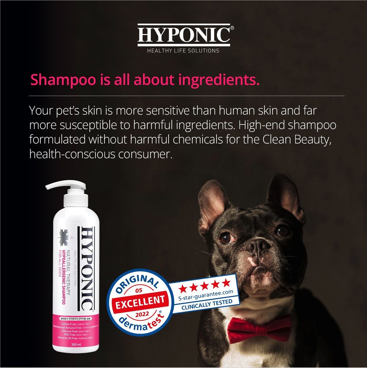HYPONIC Natural Therapy Hypoallergenic Dog Shampoo, 10.1-fl oz bottle ...
