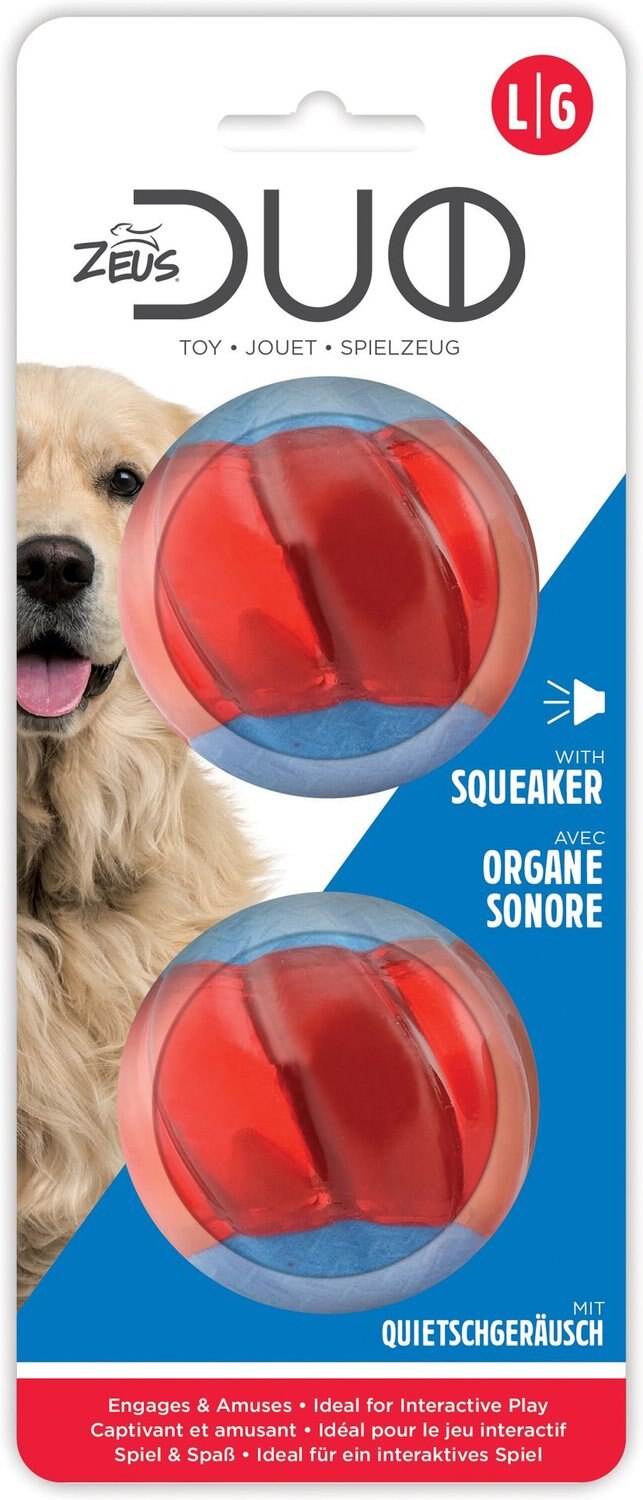 ZEUS Duo Ball with Squeaker Dog Toy, 2.5-in, 2 count - Chewy.com
