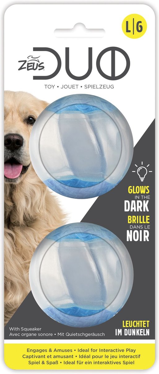 ZEUS Duo Ball with Squeaker & Glow Dog Toy, 2.5-in, 2 count - Chewy.com