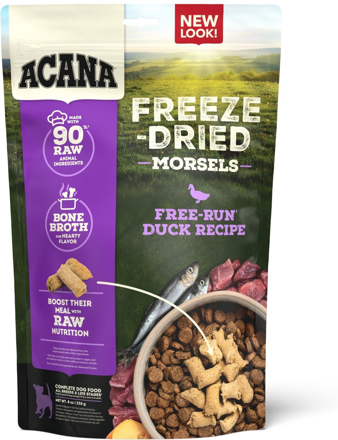 ACANA Duck Recipe Morsels Grain-Free Freeze-Dried Dog Food & Topper, 8 ...