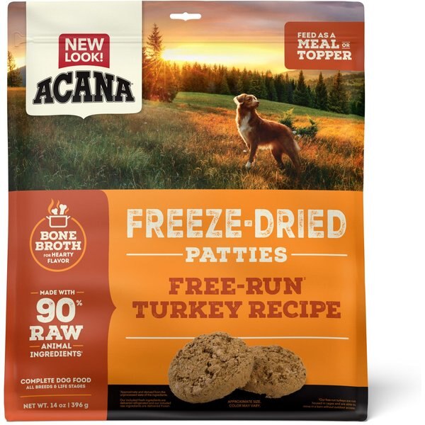 ACANA Free-Run Turkey Recipe Patties Grain-Free Freeze-Dried Dog Food ...