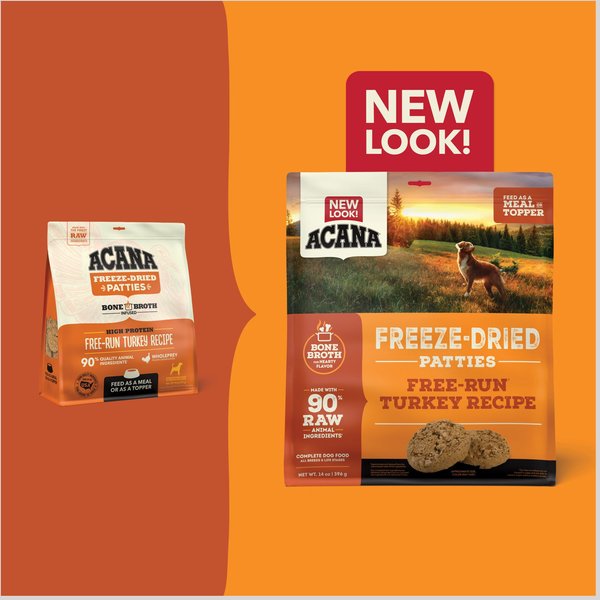 ACANA Free-Run Turkey Recipe Patties Grain-Free Freeze-Dried Dog Food ...