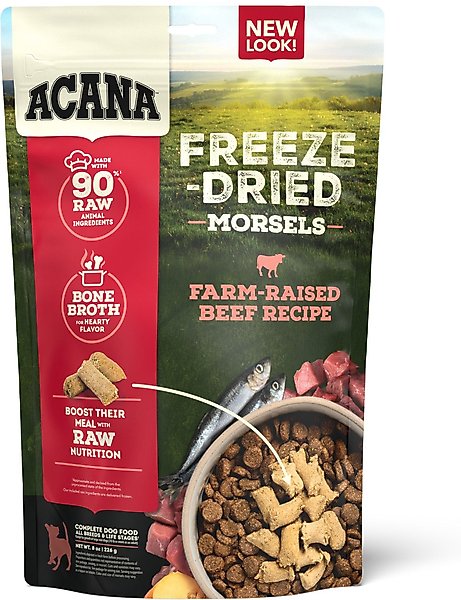 ACANA Ranch-Raised Beef Recipe Morsels Grain-Free Freeze-Dried Dog Food ...