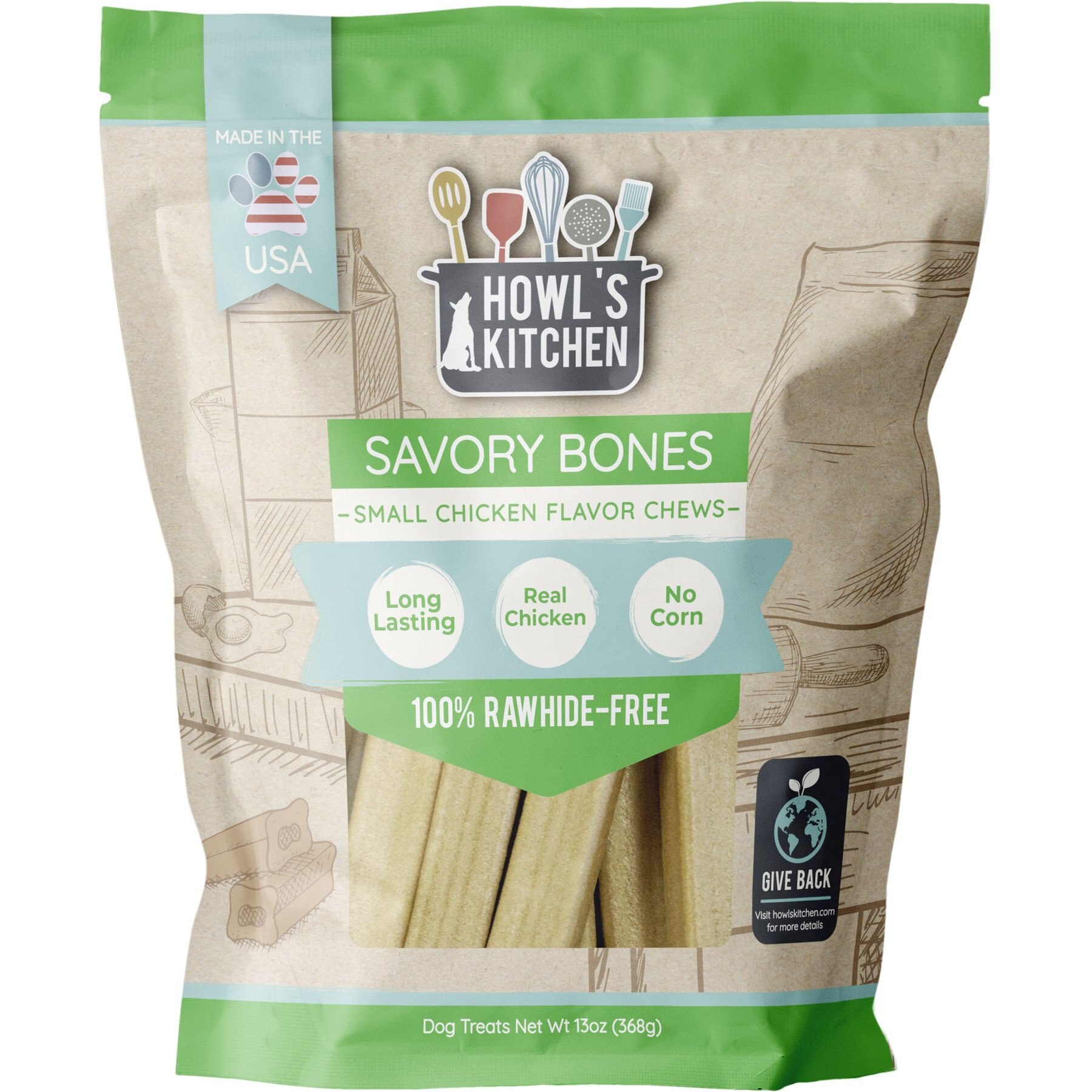 HOWL'S KITCHEN Small Chicken Savory Bones Dog Treat, 13-oz bag - Chewy.com