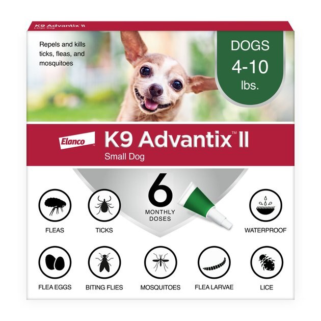 K9 ADVANTIX II Flea & Tick Spot Treatment for Dogs, 4-10 lbs, 6 Doses ...