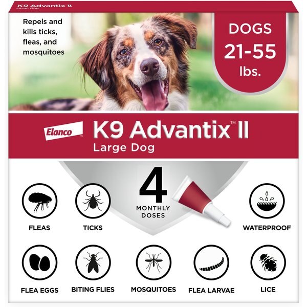 K9 ADVANTIX II Flea & Tick Spot Treatment for Dogs, 11-20 lbs, 4 Doses ...