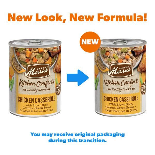 MERRICK Kitchen Comforts Chicken & Rice Wet Dog Food, 12.7-oz can, case ...