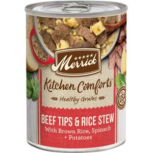MERRICK Kitchen Comforts Beef & Brown Rice Wet Dog Food, 12.7-oz can ...