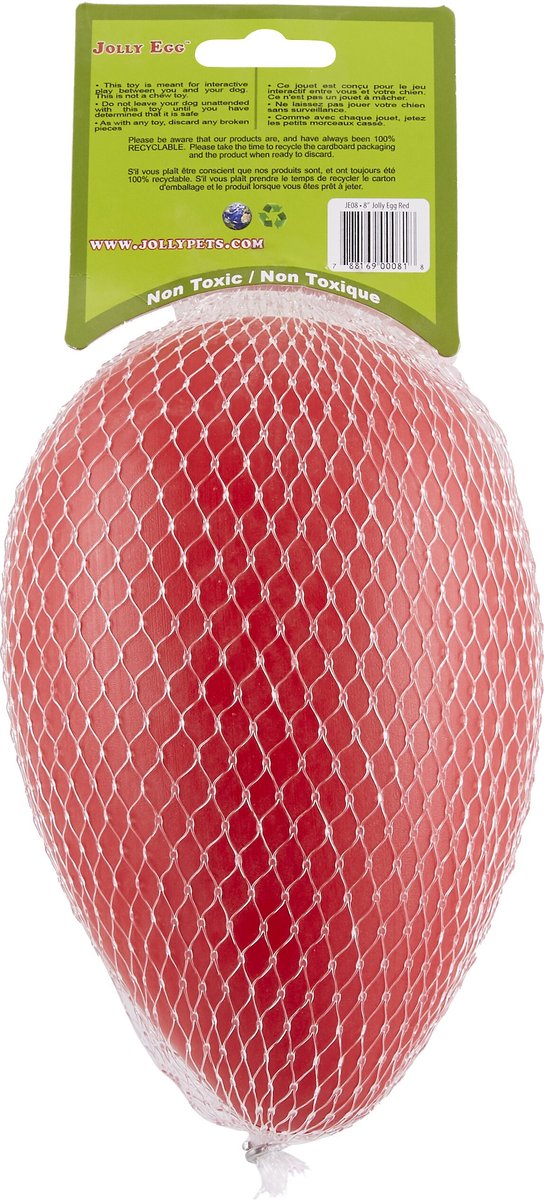 JOLLY PETS Jolly Egg Dog Toy, Red, 8-in - Chewy.com