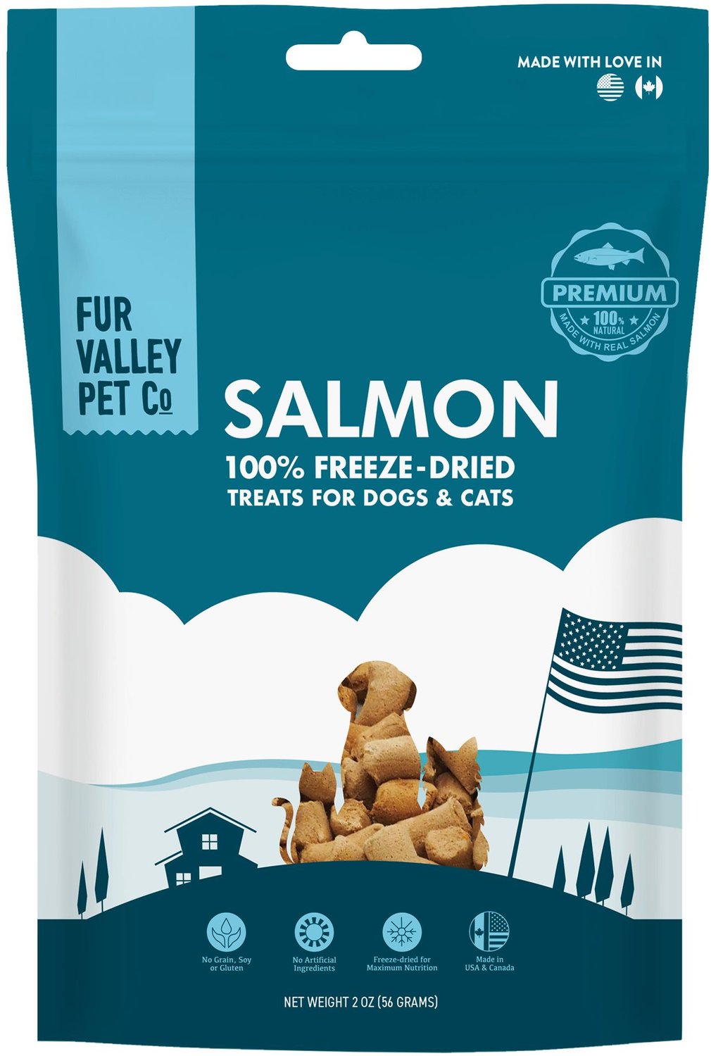FUR VALLEY Salmon Bites Grain-Free Freeze-Dried Dog Treats, 2-oz bag ...