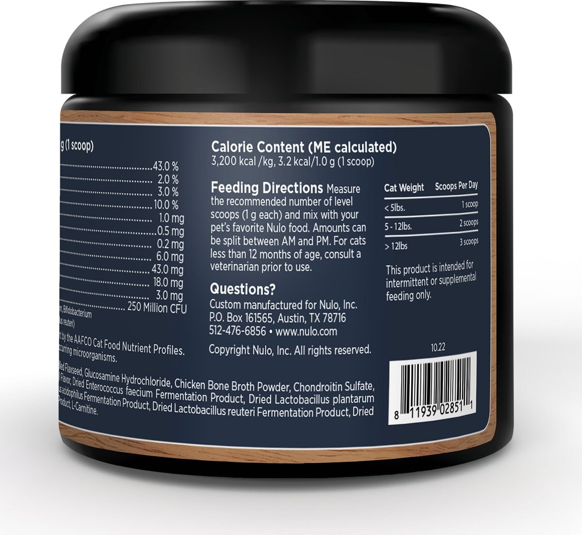 NULO Functional Advanced Health Powder Supplement for Cats, 4.23-oz ...