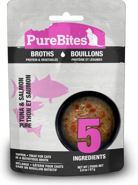 PUREBITES Cat Broths Tuna & Salmon Food Topping, 2-oz bag - Chewy.com