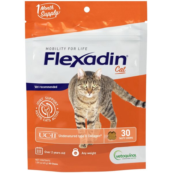 VETOQUINOL Flexadin with UCII Cat Supplement, 1.59-oz bag, 30 count ...