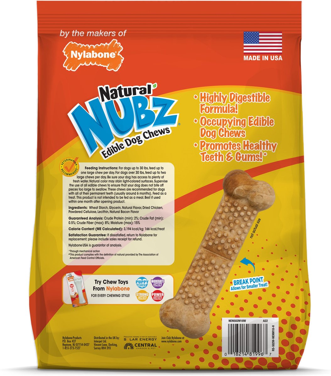 NYLABONE Natural Nubz Chicken Dog Treat, Large, 18 count - Chewy.com