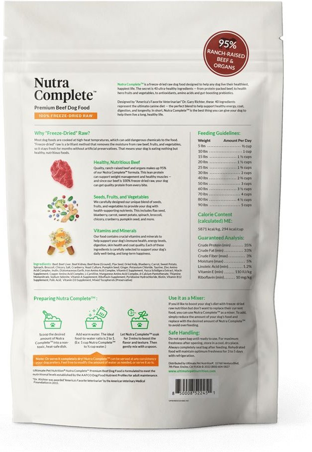 ULTIMATE PET NUTRITION Nutra Complete Premium Beef Freeze-Dried Raw Dog ...