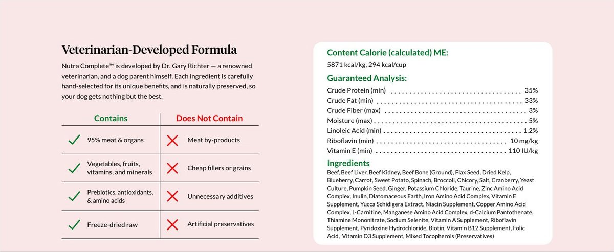 ULTIMATE PET NUTRITION Nutra Complete Premium Beef Freeze-Dried Raw Dog ...