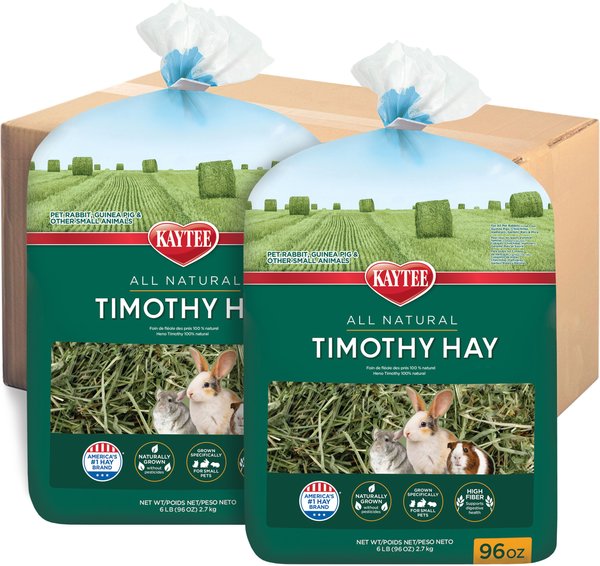 KAYTEE Natural Timothy Hay Small Animal Food, 96-oz bag, bundle of 2 ...