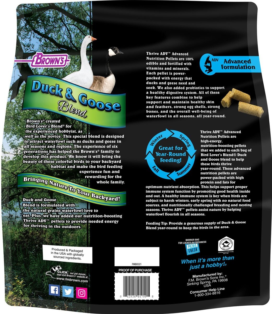BROWN'S Bird Lover's Blend Duck & Goose Food, 7-lb bag, bundle of 4 ...