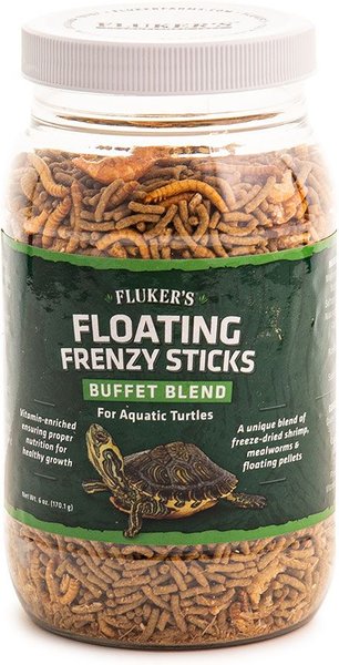 FLUKER'S Floating Frenzy Sticks Buffet Blend Aquatic Turtle Food, 6-oz ...