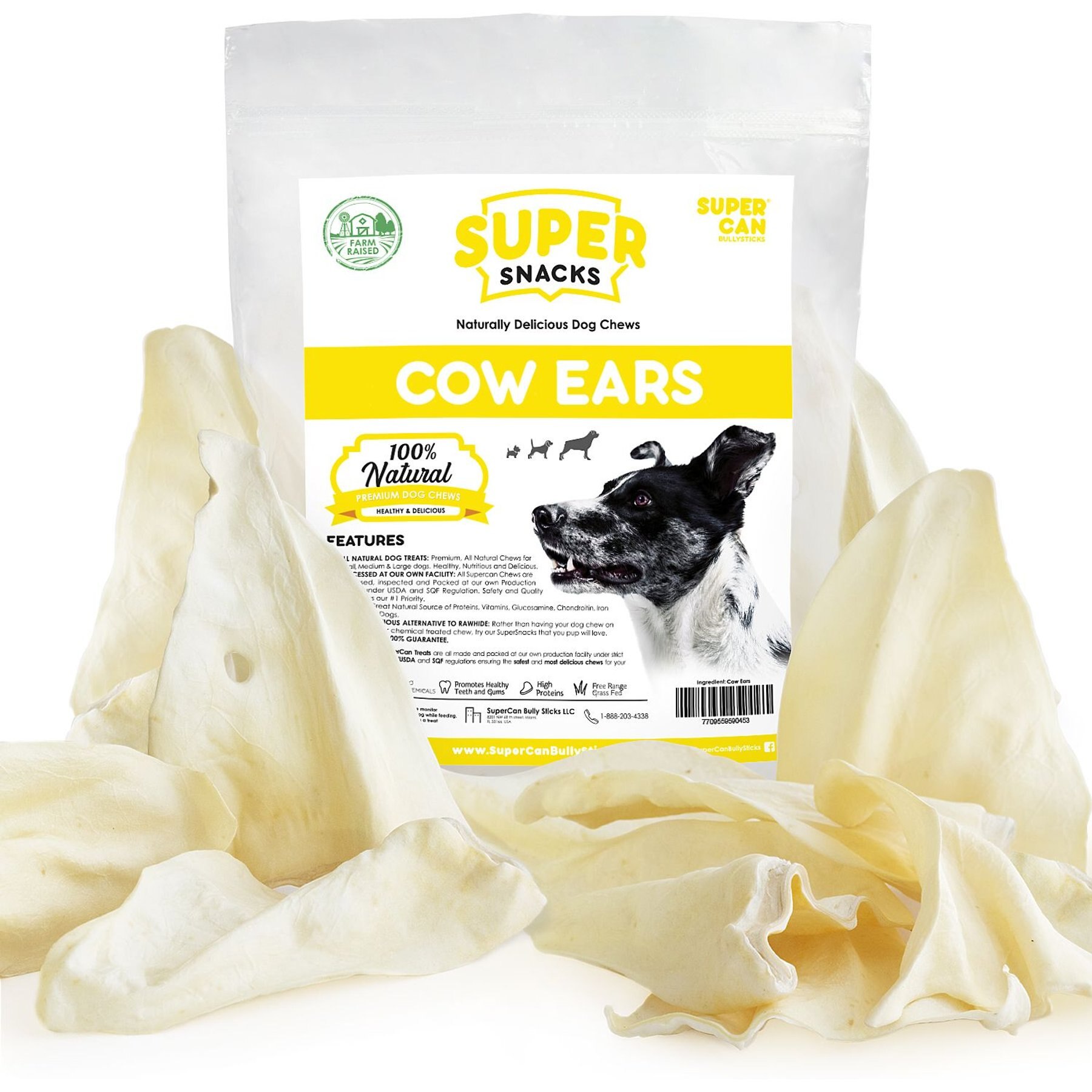 SUPERCAN BULLY STICKS Cow Ears Dog Treats, 15 count - Chewy.com