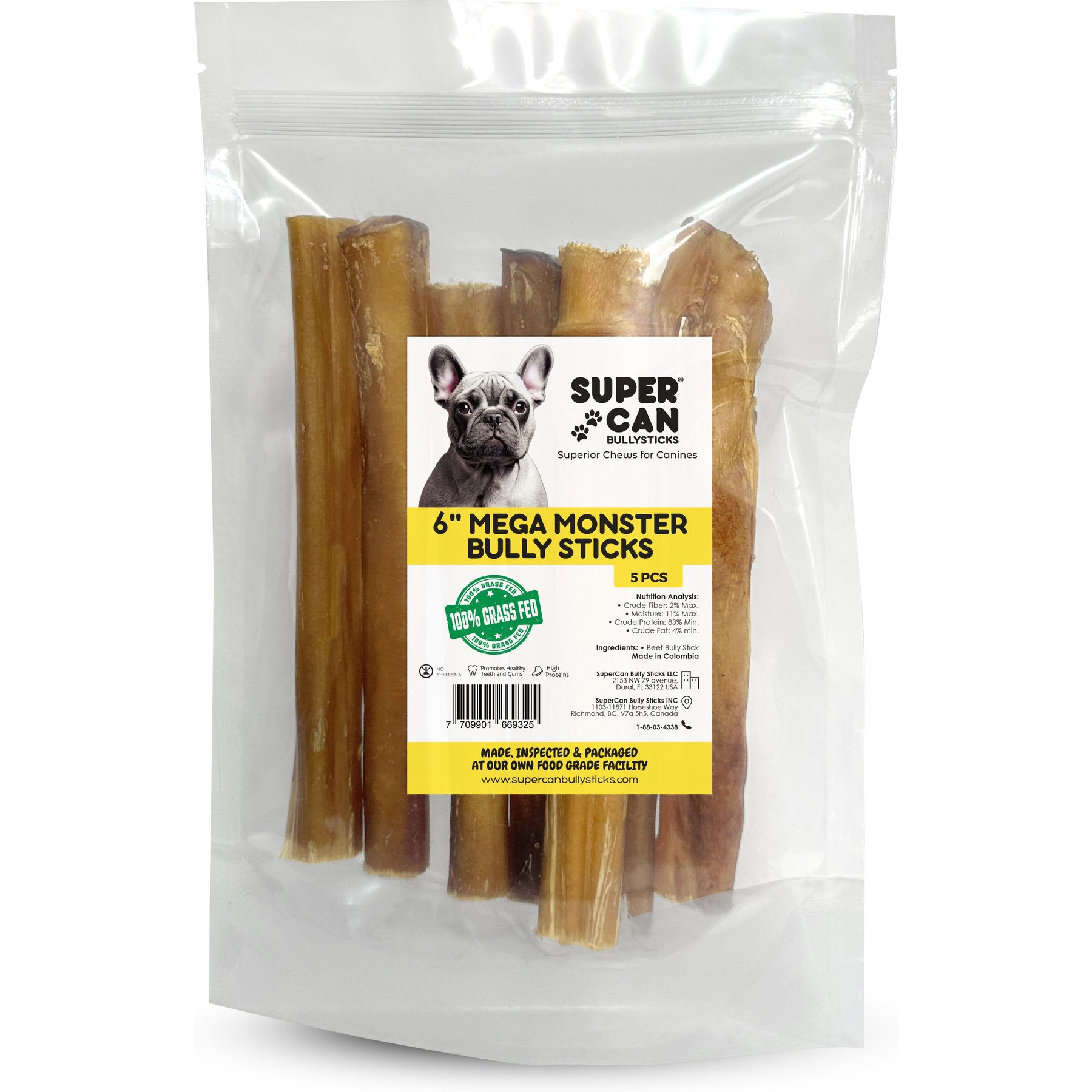SUPERCAN BULLY STICKS 6-in Mega Monster Bully Sticks Dog Treats, 5 ...