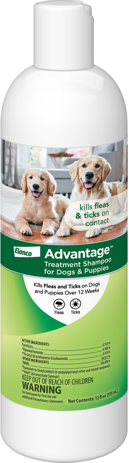 ADVANTAGE Flea & Tick Treatment Shampoo for Dogs & Puppies, 12-oz ...