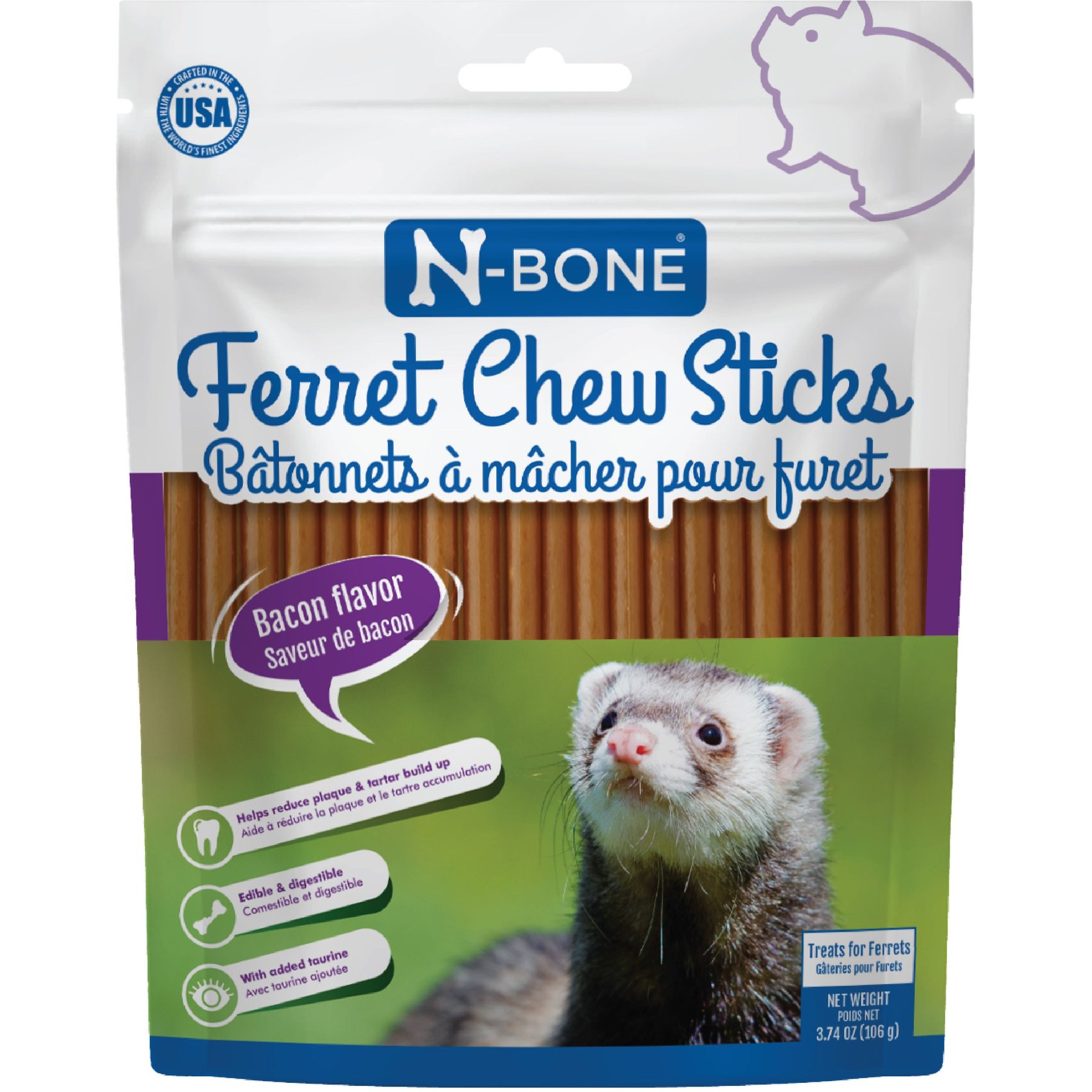 N-BONE Bacon Flavor Chew Sticks Ferret Treat, 3.74-oz bag - Chewy.com