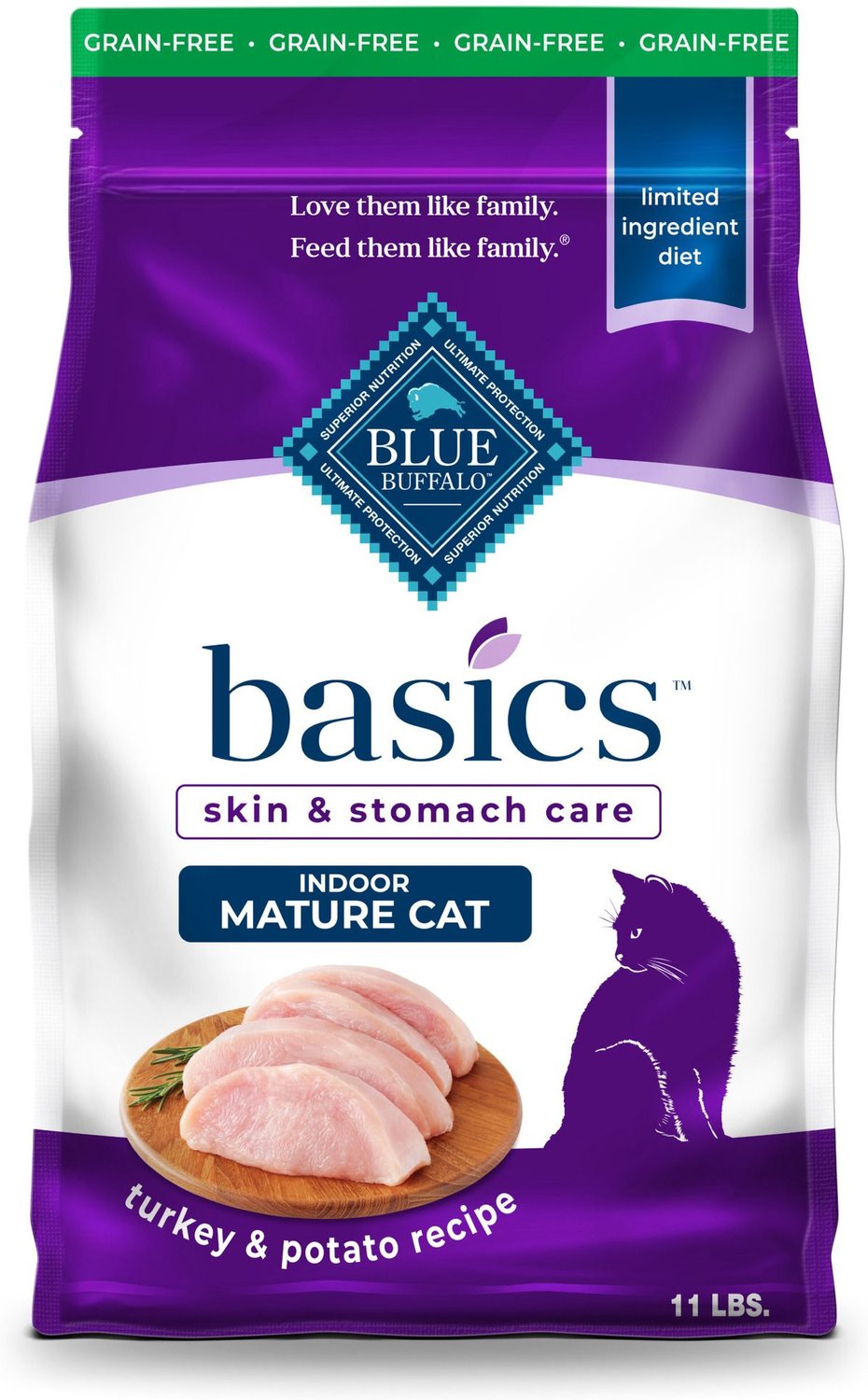 BLUE BUFFALO Basics Skin & Stomach Care Grain-Free Formula Turkey ...