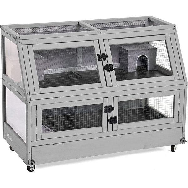 AIVITUVIN-AIR58 Two Level Guinea Pig & Hamster Cage with Wheels, Gray ...