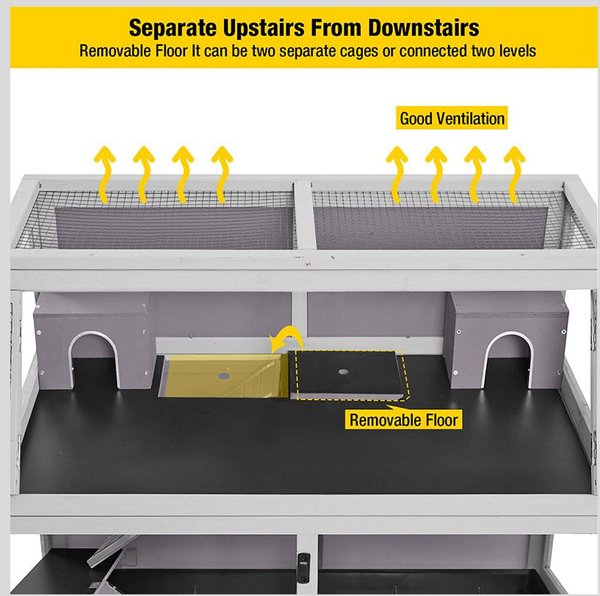 AIVITUVIN-AIR58 Two Level Guinea Pig & Hamster Cage with Wheels, Gray ...
