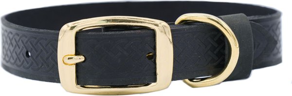 EURO-DOG Celtic Gold Style Leather Dog Collar, Midnight Black, Small ...