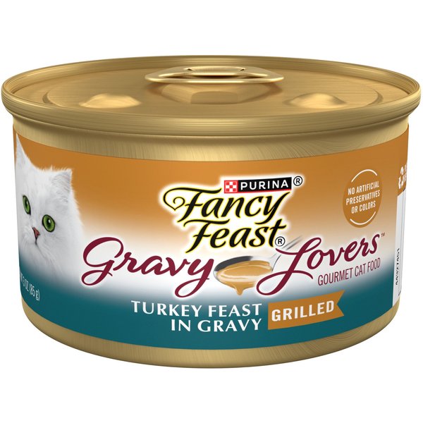 FANCY FEAST Grilled Turkey Feast in Gravy Canned Cat Food, 3-oz, case ...