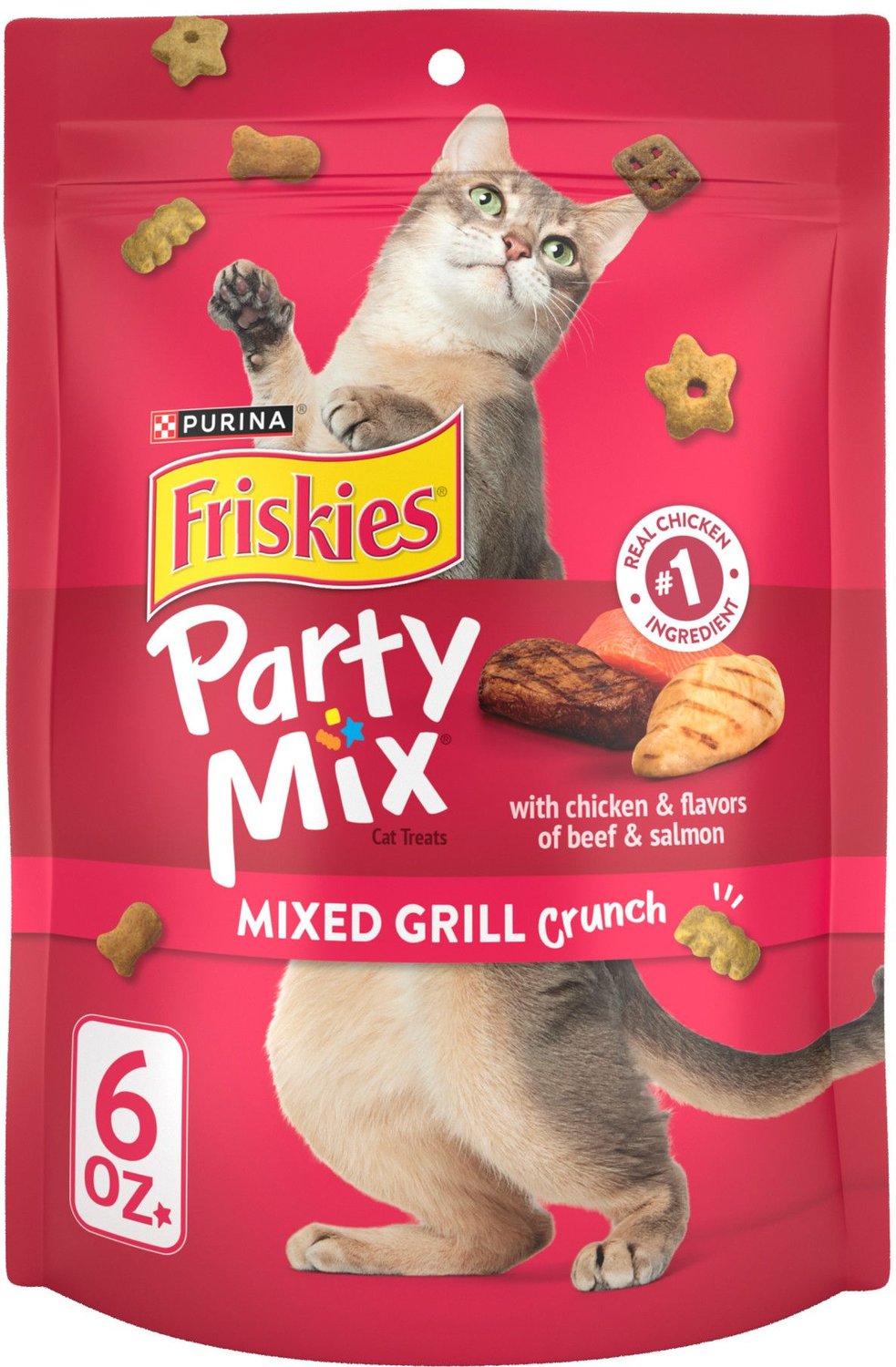 FRISKIES Party Mix Mixed Grill Crunch Flavor Crunchy Cat Treats, 6-oz ...