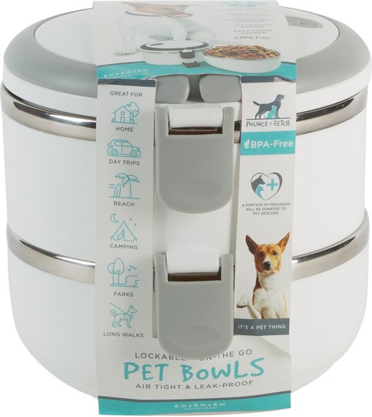 POUNCE + FETCH Round 2-Tier Stainless Steel Insulated Cat & Dog Bowls ...