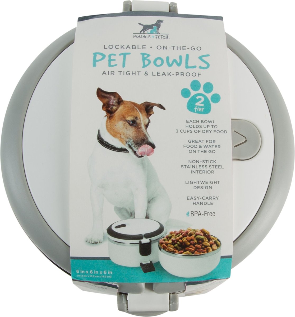 POUNCE + FETCH Round 2-Tier Stainless Steel Insulated Cat & Dog Bowls ...