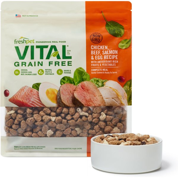 FRESHPET Vital Chicken, Beef, Salmon & Egg Recipe Grain-Free Fresh Dog ...