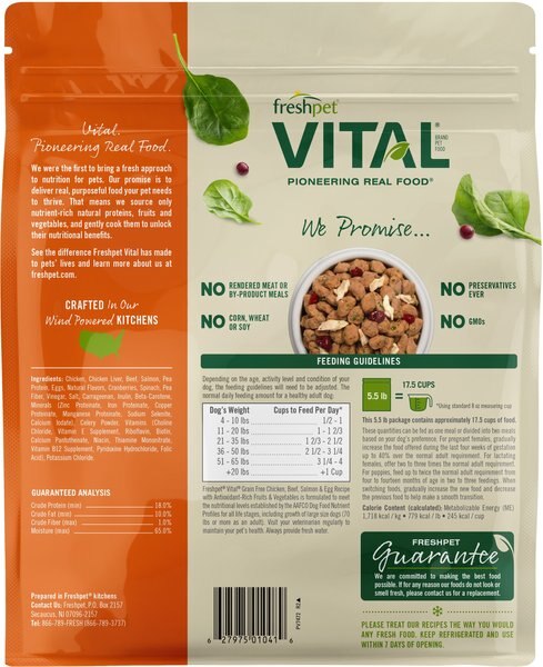 FRESHPET Vital Chicken, Beef, Salmon & Egg Recipe Grain-Free Fresh Dog ...