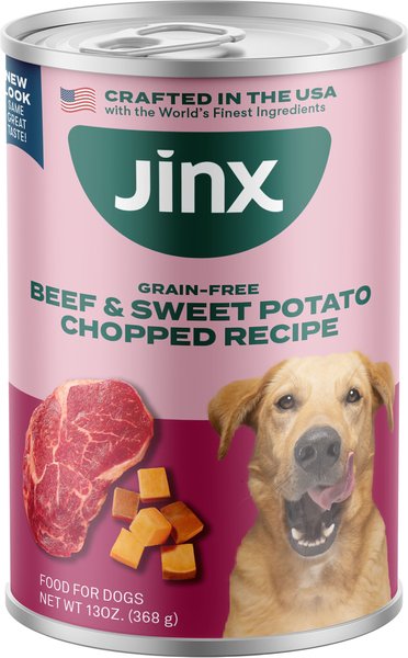 JINX Beef & Sweet Potato Chopped Recipe Grain-Free Wet Dog Food, 13-oz ...
