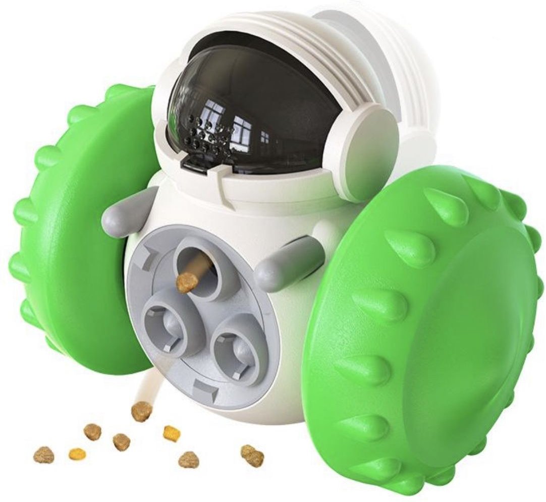 PIGGY POO AND CREW Robot Treat Dispensing Farm Toy, Medium, Green ...