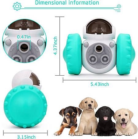 PIGGY POO AND CREW Robot Treat Dispensing Farm Toy, Medium, Teal ...