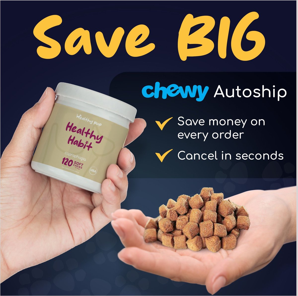 HEALTHY PUP Stool Eating Deterrent Soft Chew Supplement for Dogs, 120 ...