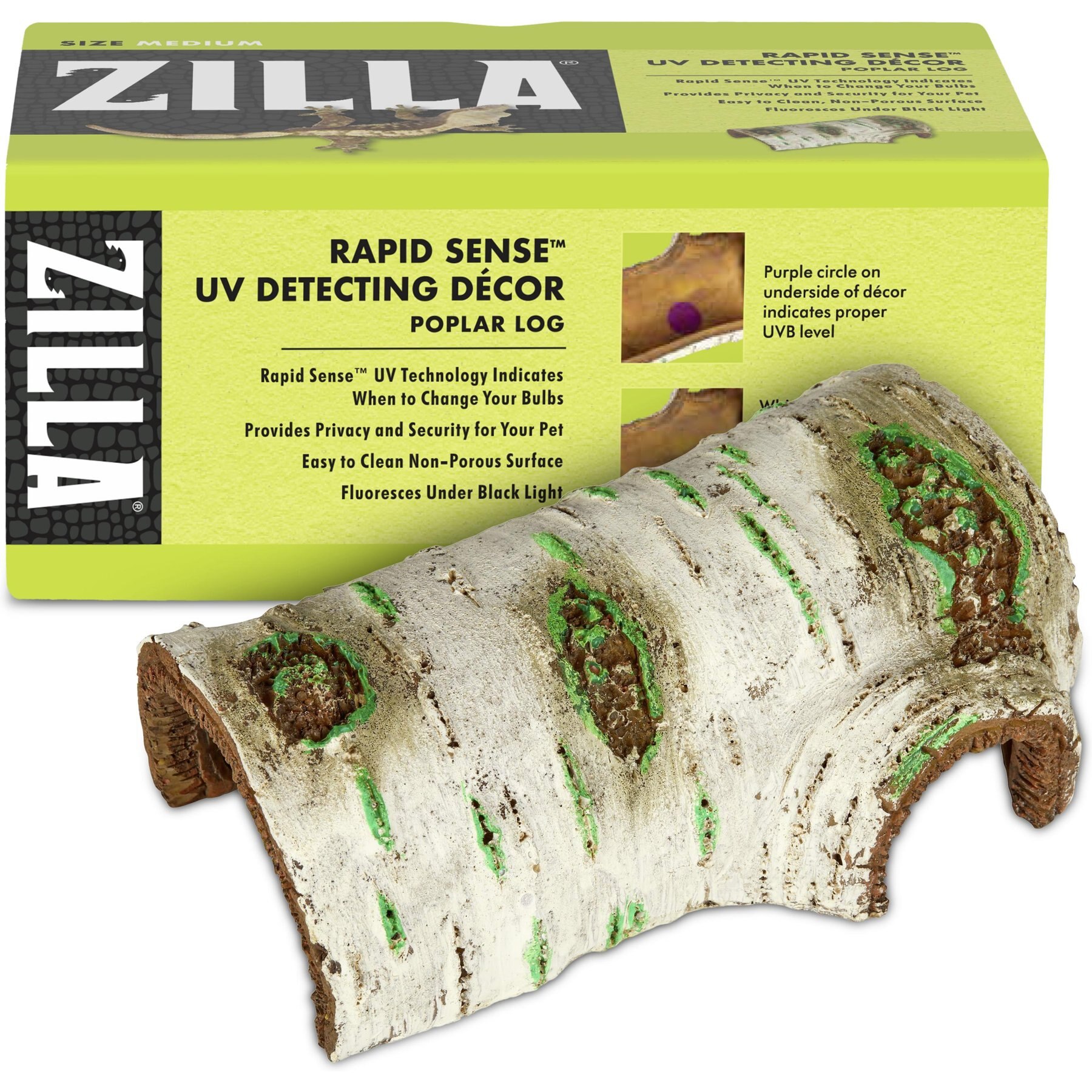 ZILLA Rapid Sense Decor Poplar Log Reptile Deicer, Tan, Medium - Chewy.com