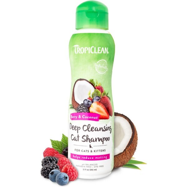 TROPICLEAN Berry & Coconut Deep Cleansing Cat Shampoo, 12-fl oz bottle ...