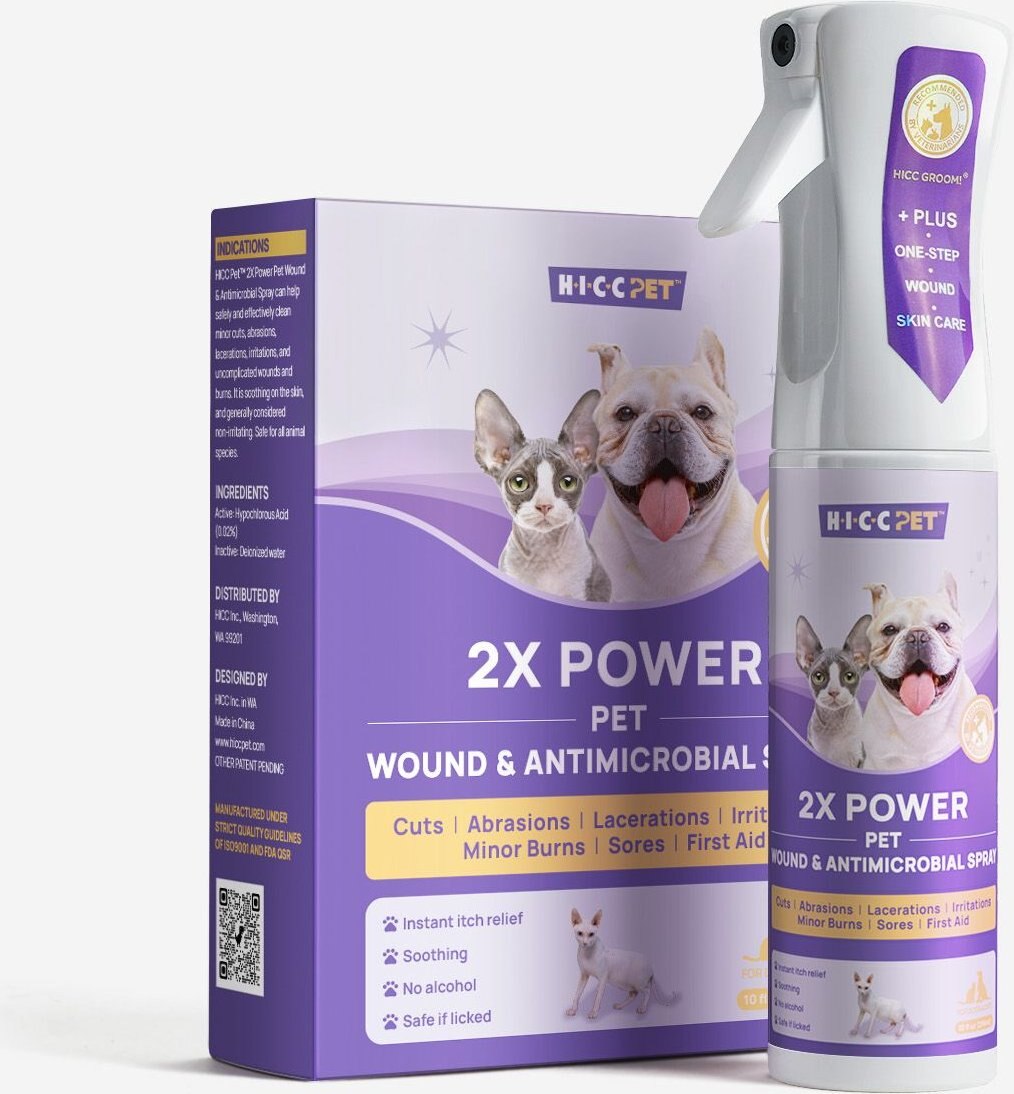 HICC PET 2X Power Wound & Antimicrobila Cat & Dog Skin Treatment Spray ...